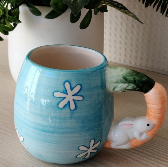 Dining | Vintage Light Blue Easter Egg Shaped Mug With A Carrot Handle ...